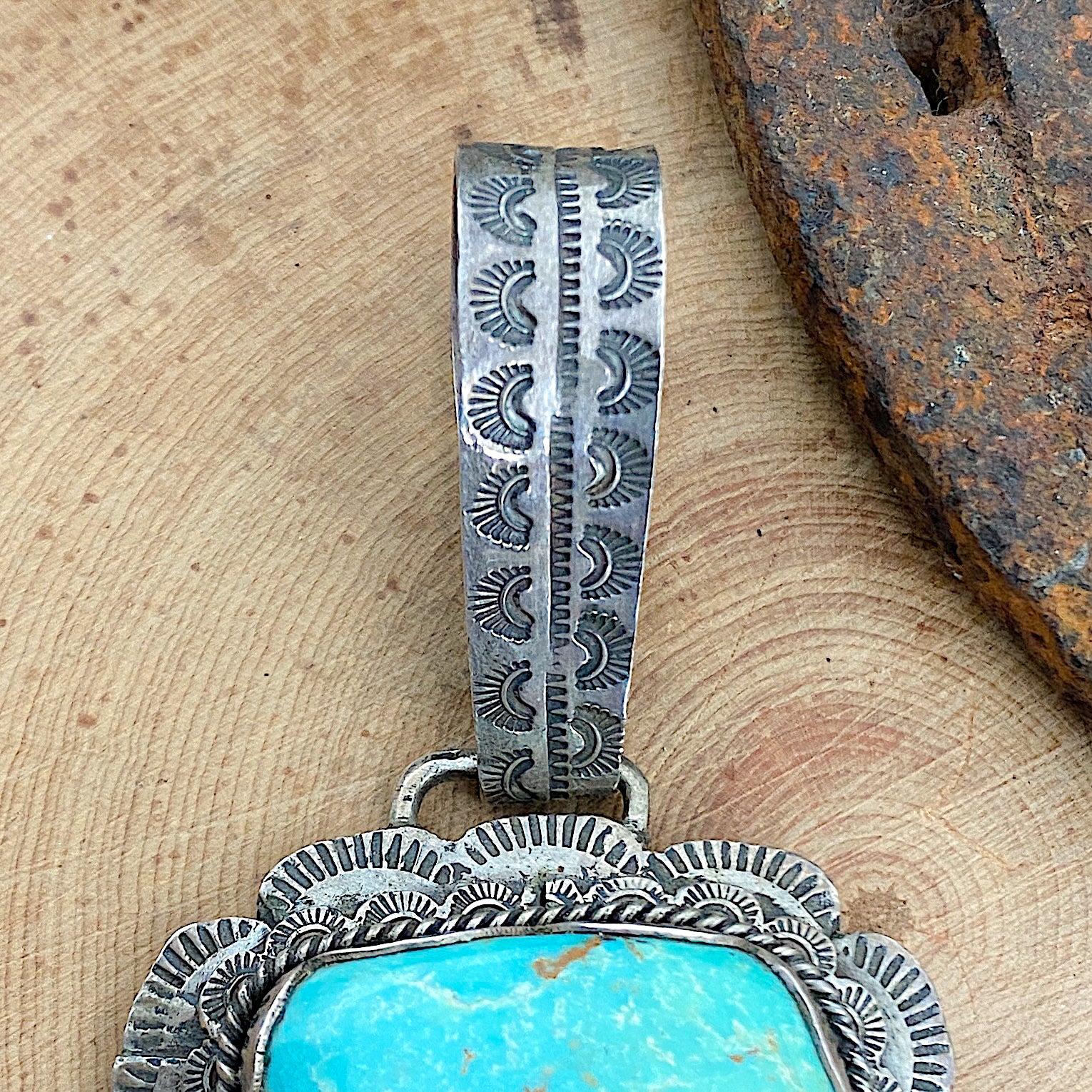 Large Vintage Kingman Turquoise Pendant | Native Visions – Native ...